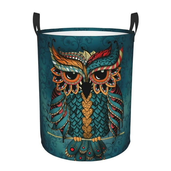 Honeii Owl In Blue Print Laundry Hamper Basket,Baby Nursery Woven ...