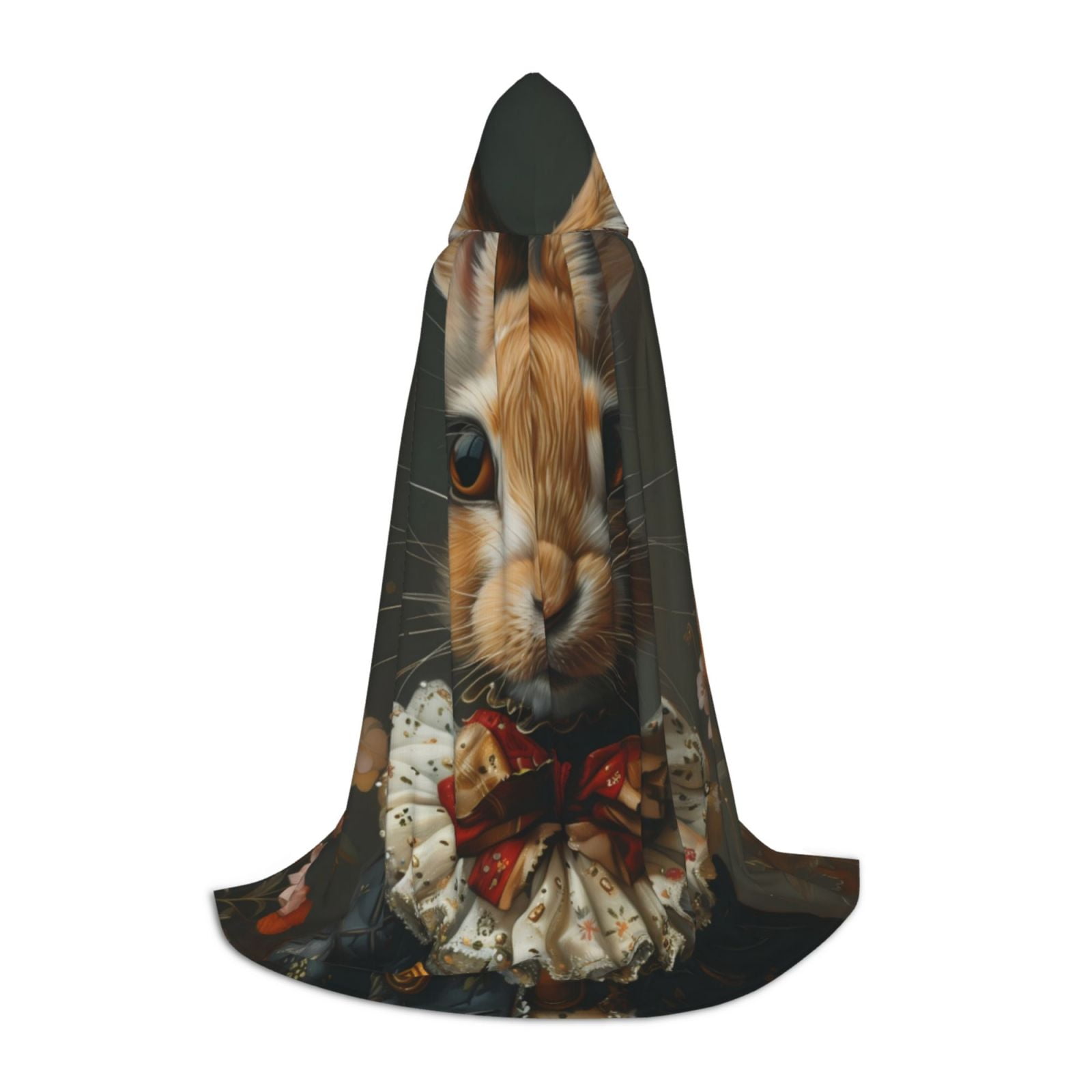 Honeii Palatial Style Flower Rabbit Print Poncho Cape, Cloak Coat ...