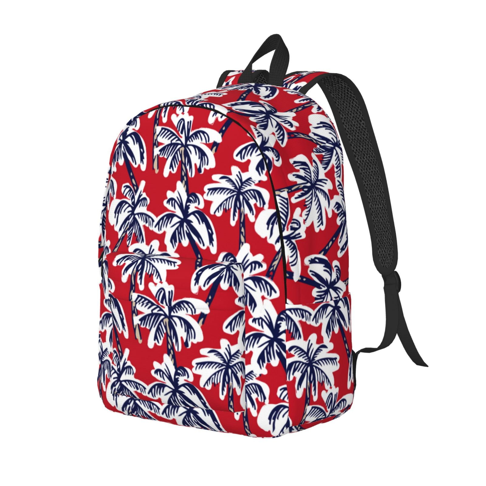 Honeii Palm Tree Pattern on Red Print Canvas Backpack for School & Outdoor,Laptop Excursion ...