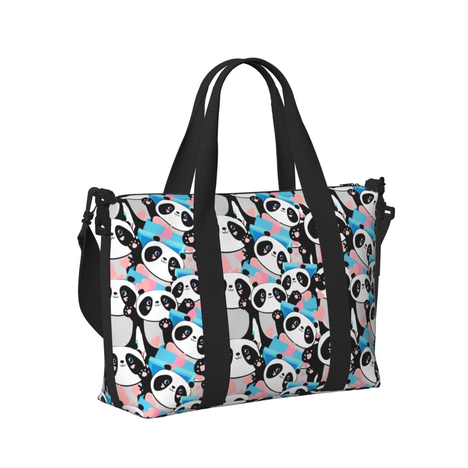 Honeii Panda Cute Hearts Print Hand Travel Bag,Travel Duffle Bag ...
