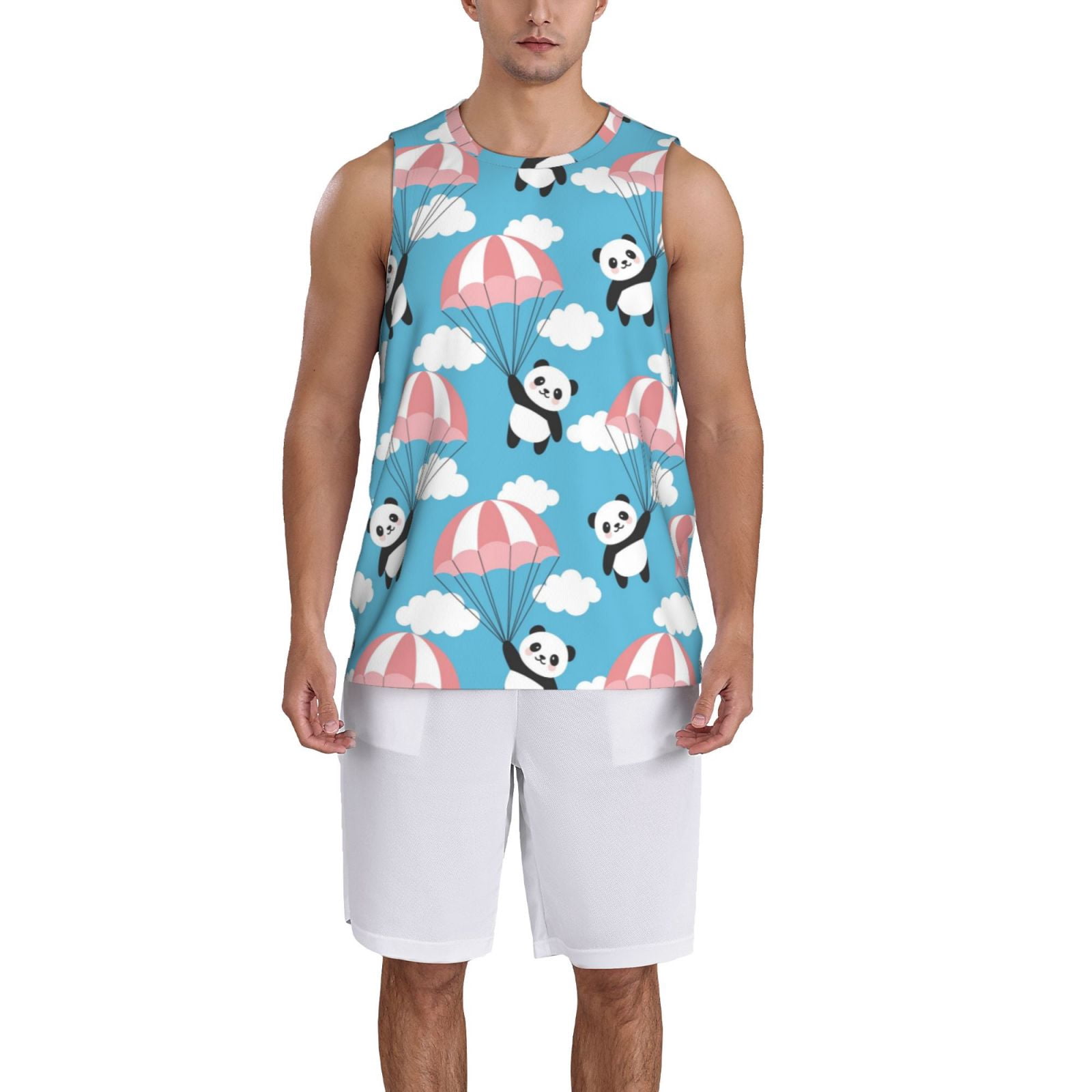 Honeii Panda Flying in the Sky print basktball shirt for men and women ...