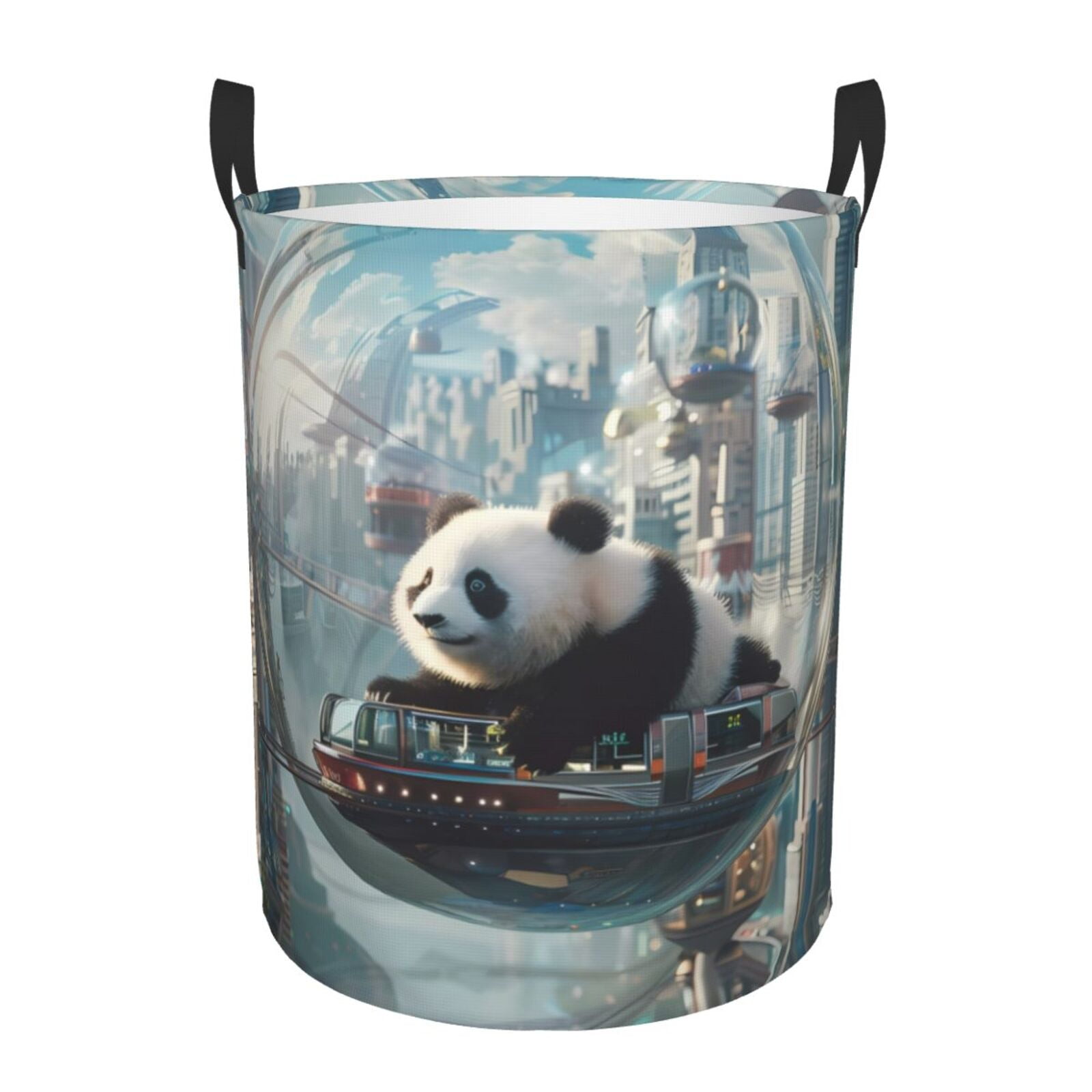 Honeii Panda In Futuristic City Print Laundry Hamper Basket,Baby ...