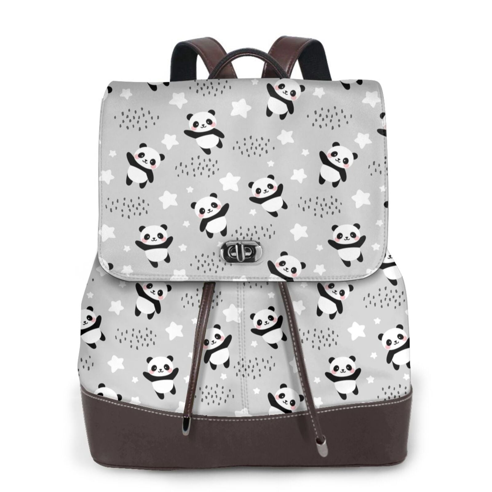 Honeii Pandas Between Clouds and Stars rint Leather Backpack,Trendy ...