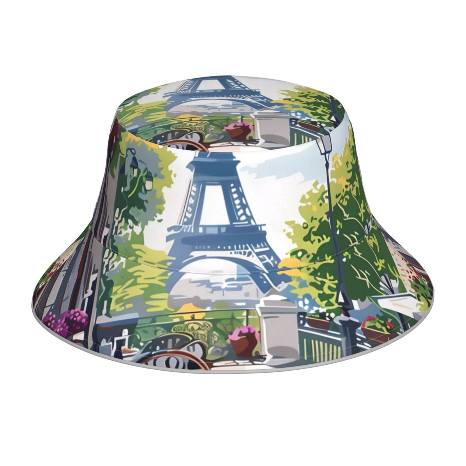 Honeii Parisian Cafe With Eiffel for Unisex Bucket Hat Waterproof Rain ...
