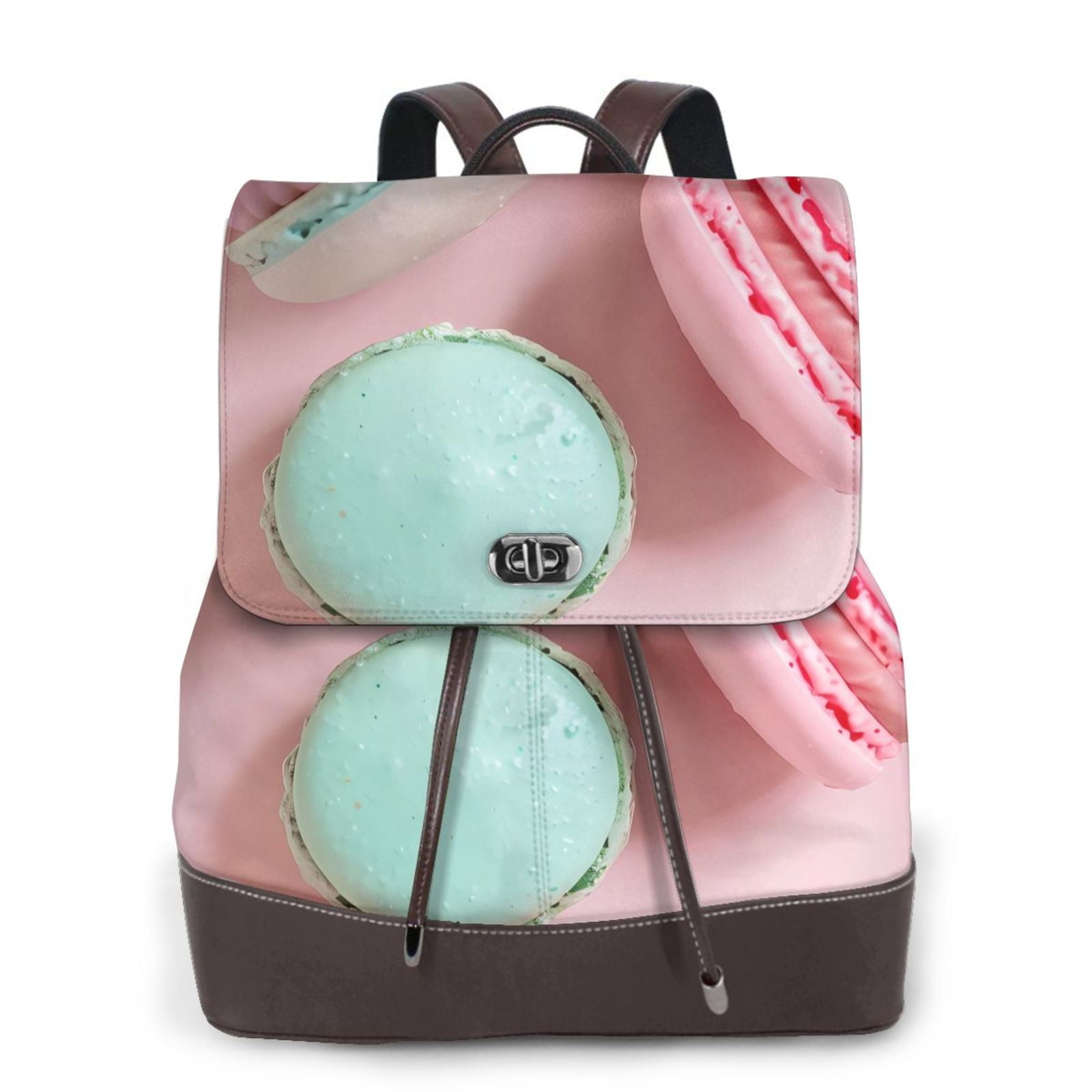 Honeii Pastel Macarons Delight rint Leather Backpack,Trendy Leather Backpack,PU Leather Daypack ...