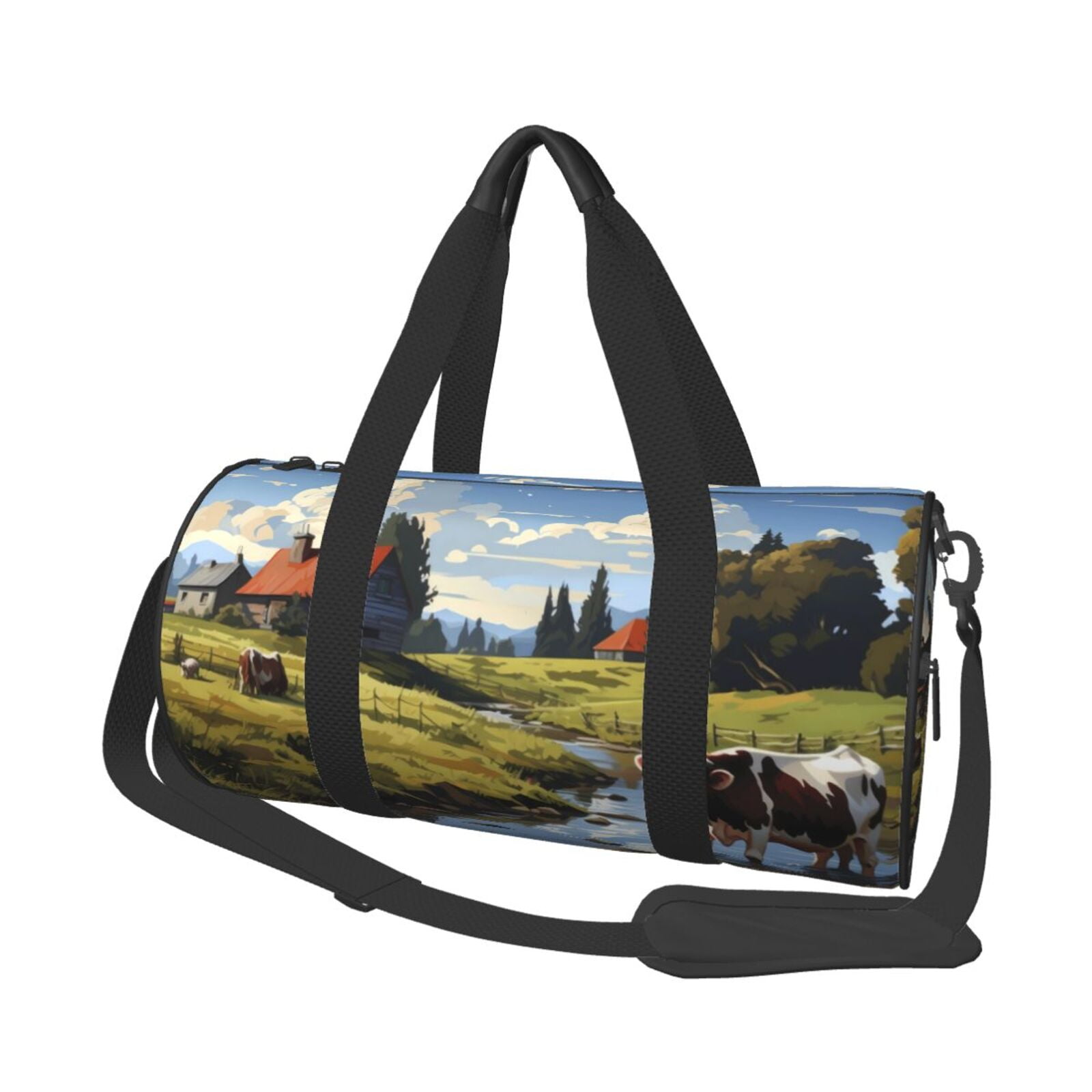 Honeii Pasture Cow A Print Duffle Bag and Adjustable Strap,Foldable ...