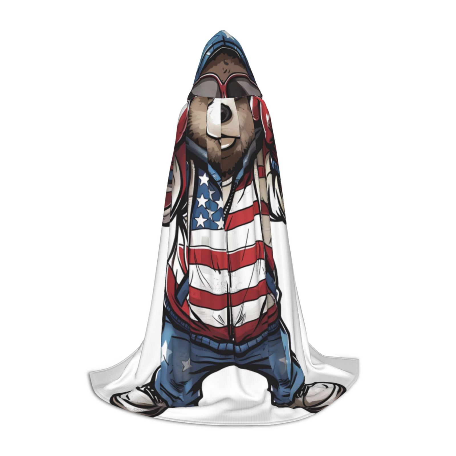 Honeii Patriotic Boxing Bear Art Print Poncho Cape, Cloak Coat, Snuggly ...