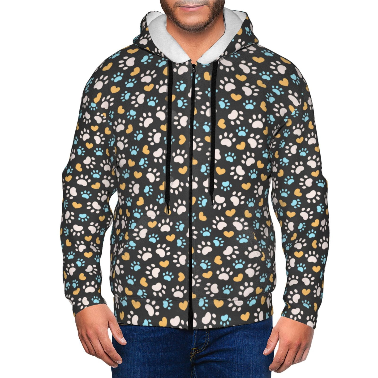 Honeii Paw Animal Print Hoodies for Men, Pullover & Full Zip ...