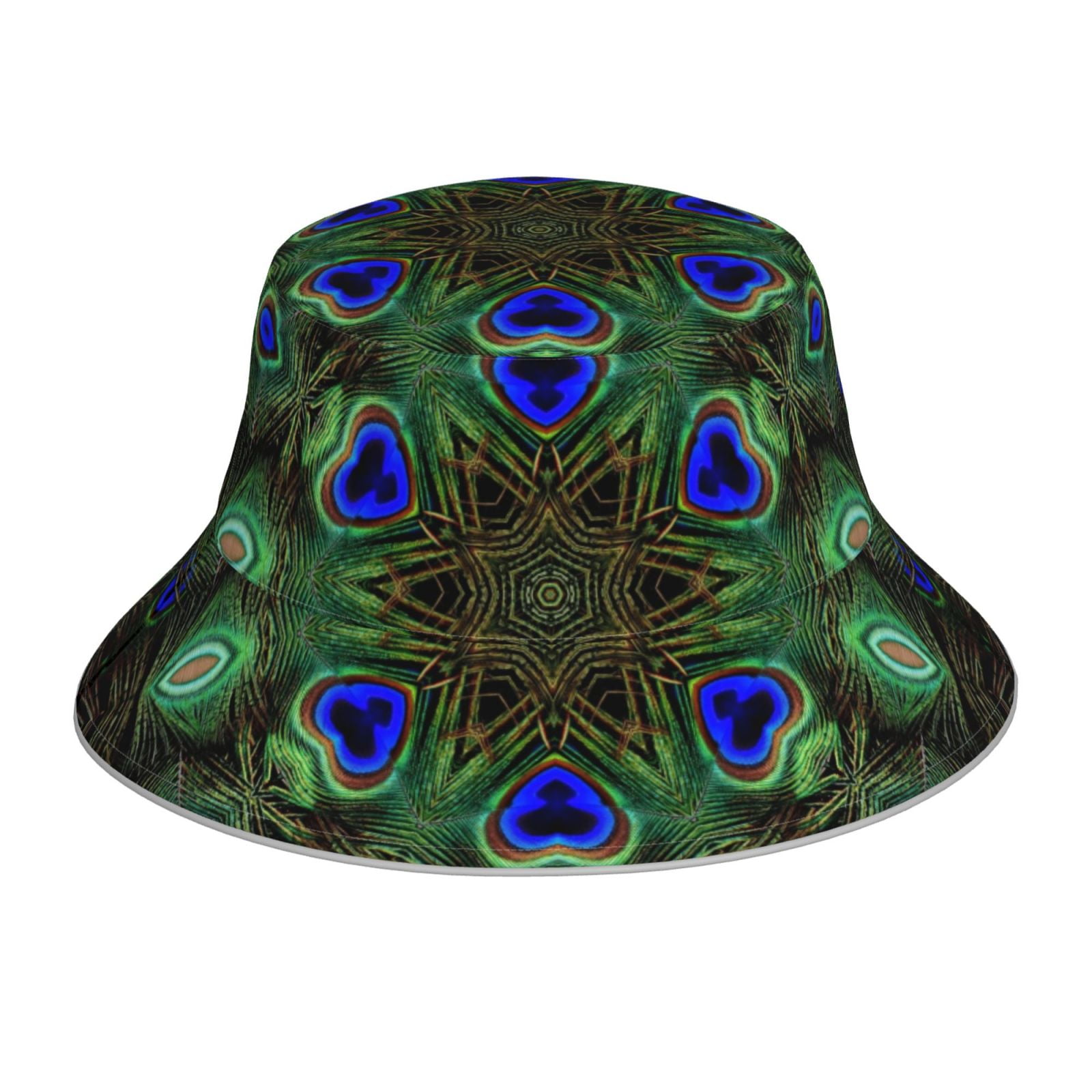 Honeii Peacock Feathers for Unisex Bucket Hat Waterproof Rain Hat ...