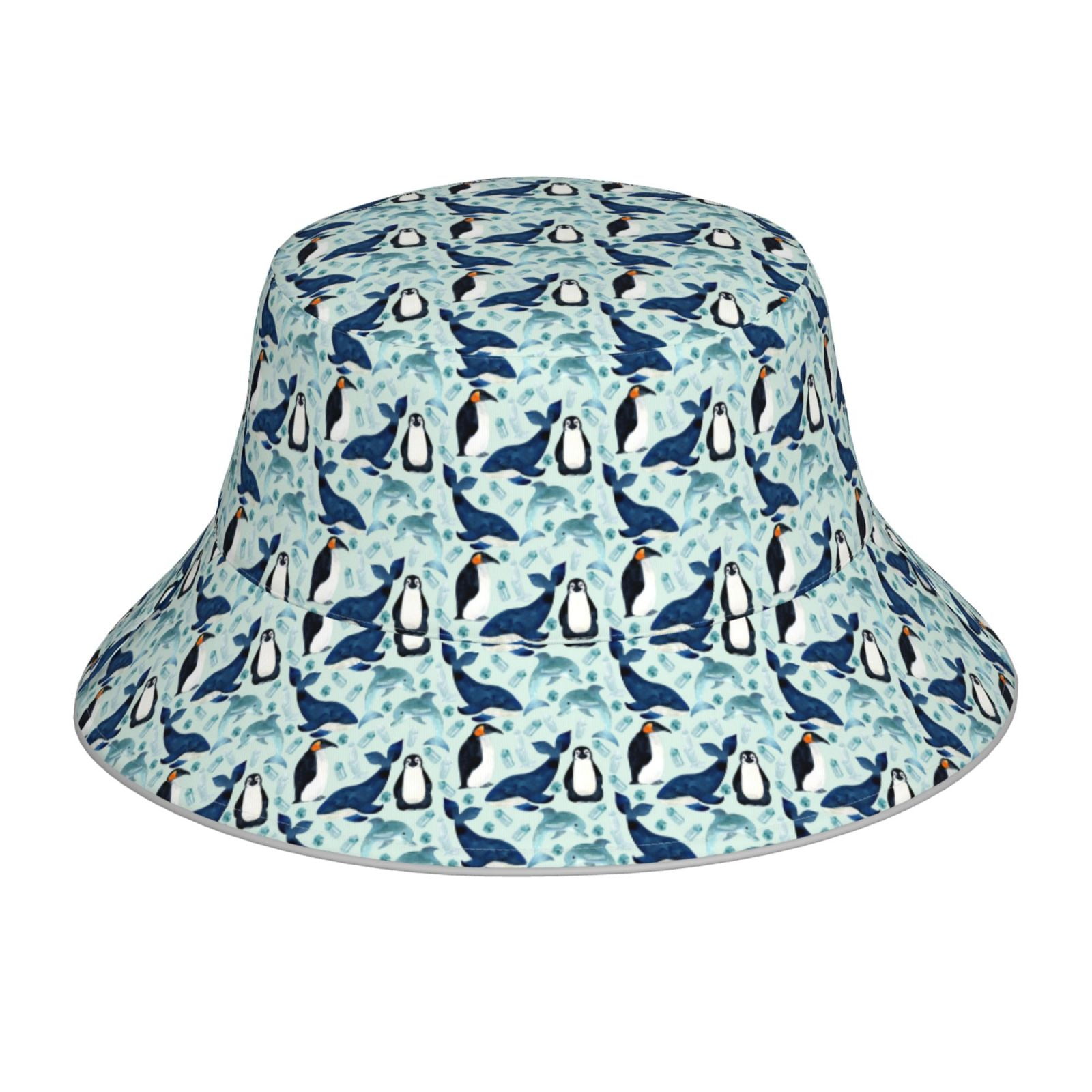 Honeii Penguins Dolphins Whales for Unisex Bucket Hat Waterproof Rain ...