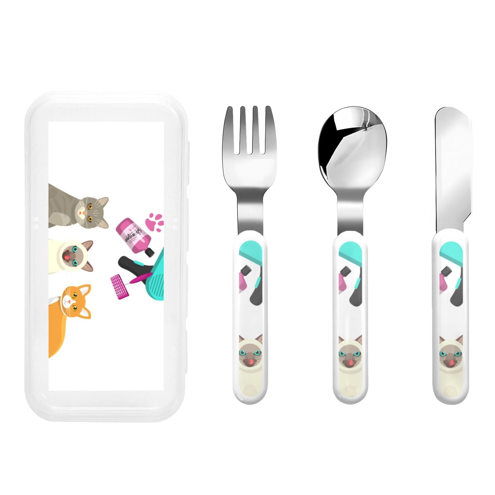 Honeii Pet Care Grooming Print Children's Knife, Fork And Spoon Set ...
