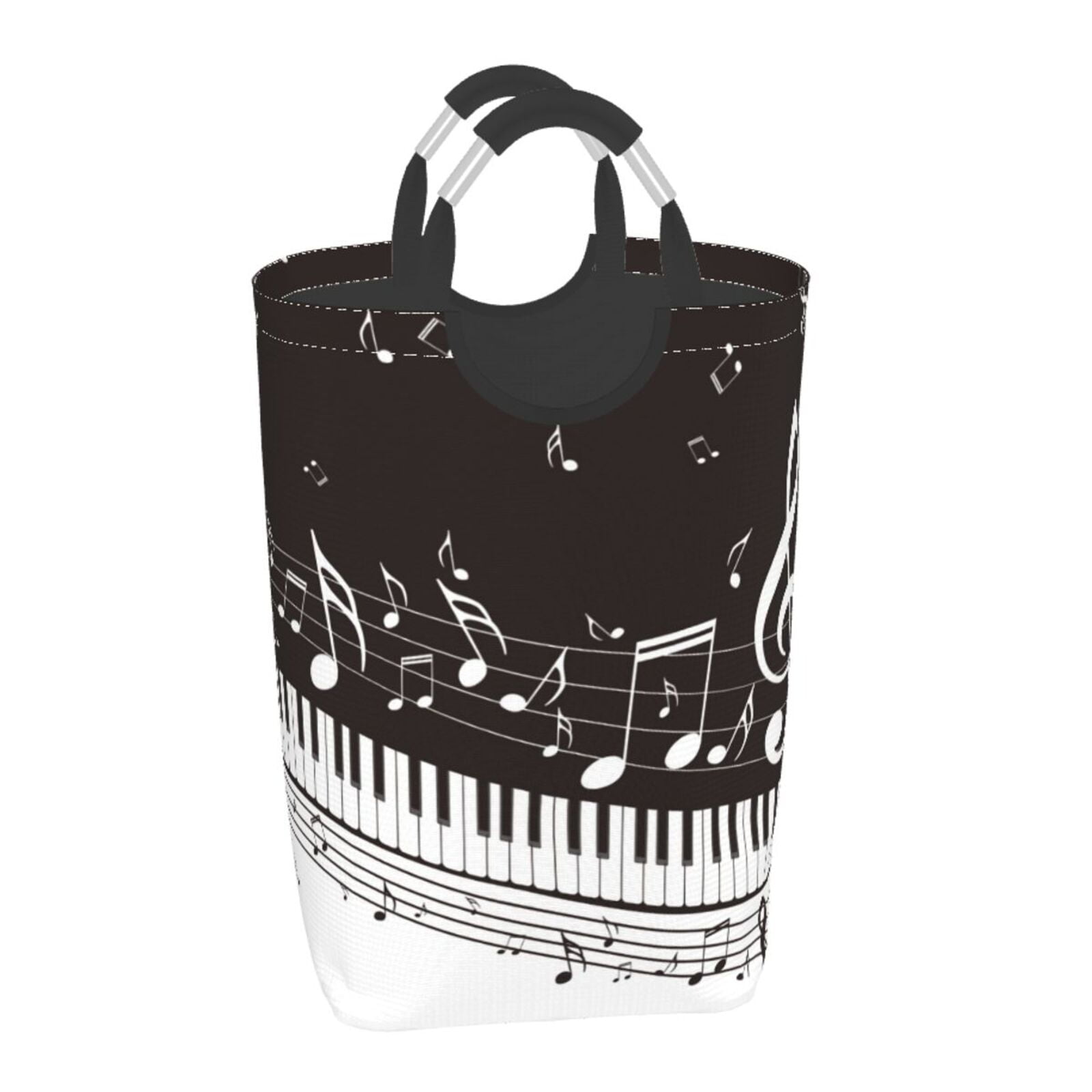 Honeii Piano Keys With Musical Notes Print Laundry Hamper Collapsible ...