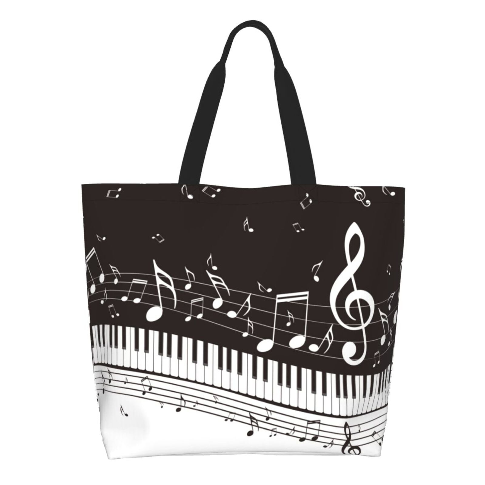 Honeii Piano Keys With Musical Notes Print Tote Bag for Women, Foldable ...