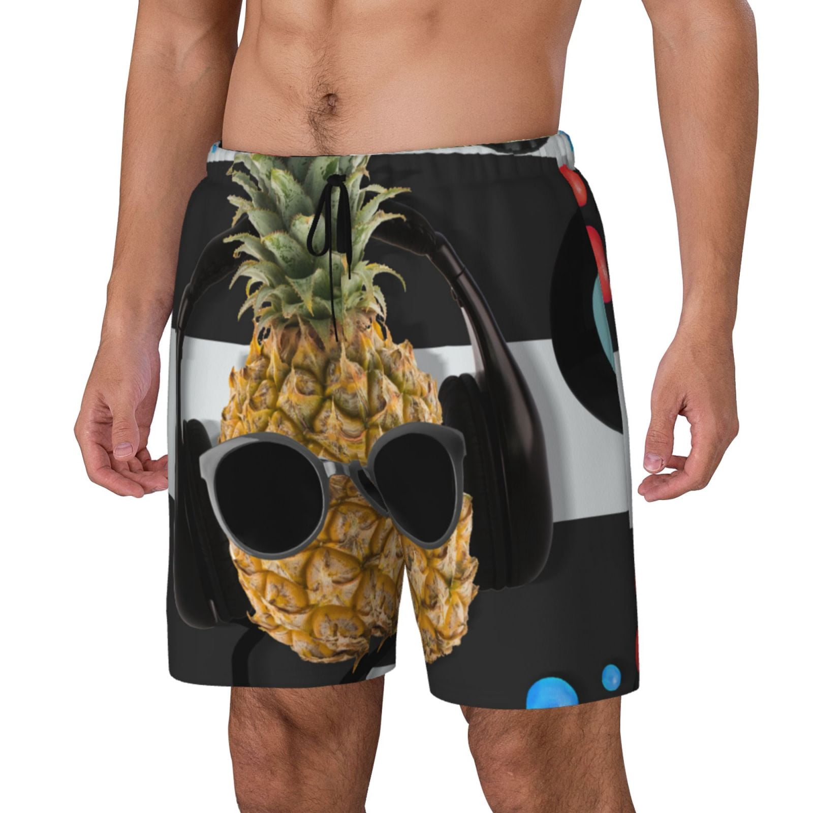 Honeii Pineapple With Black Glasses Print Men's Swim Shorts,Mens Swim ...