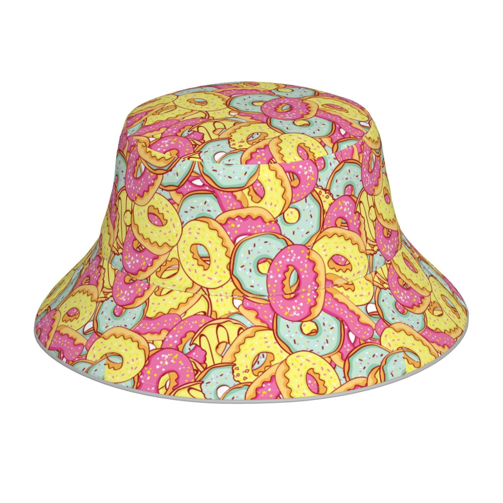 Honeii Pink Donut and Blue for Unisex Bucket Hat Waterproof Rain Hat ...