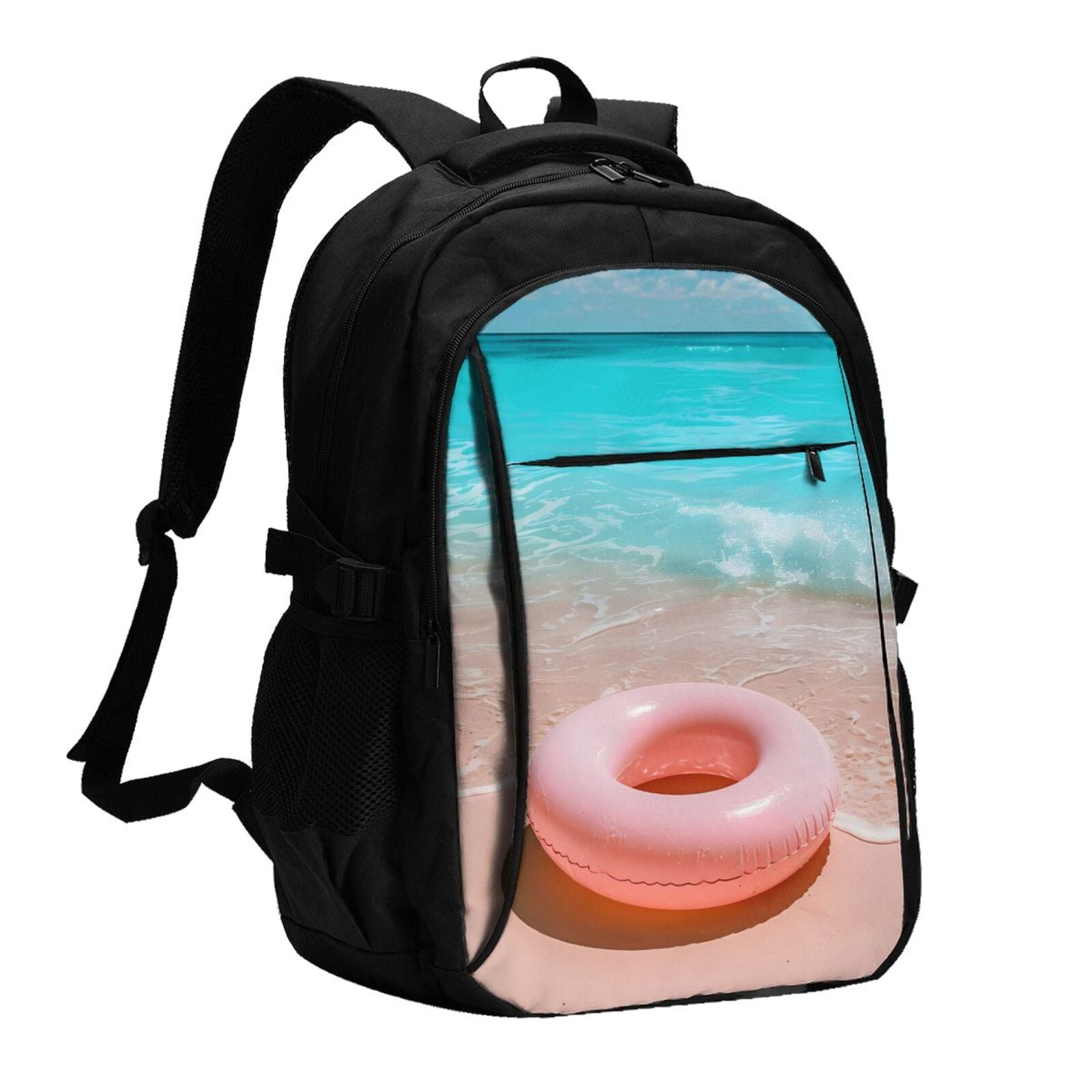 Honeii Pink Float Ring On Beach for Travel Laptop Backpack, Business ...