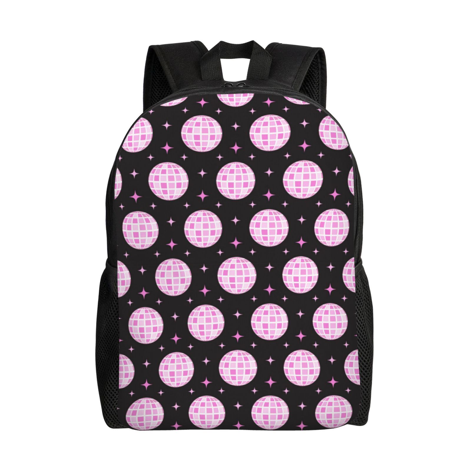 Honeii Pink Groovy Disco Ball Print Laptop Backpack for Work, College ...