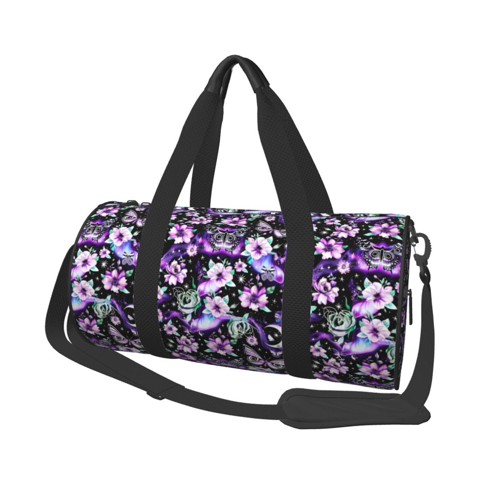 Honeii Pink purple rainbow flower butterfly Print Duffle Bag and ...