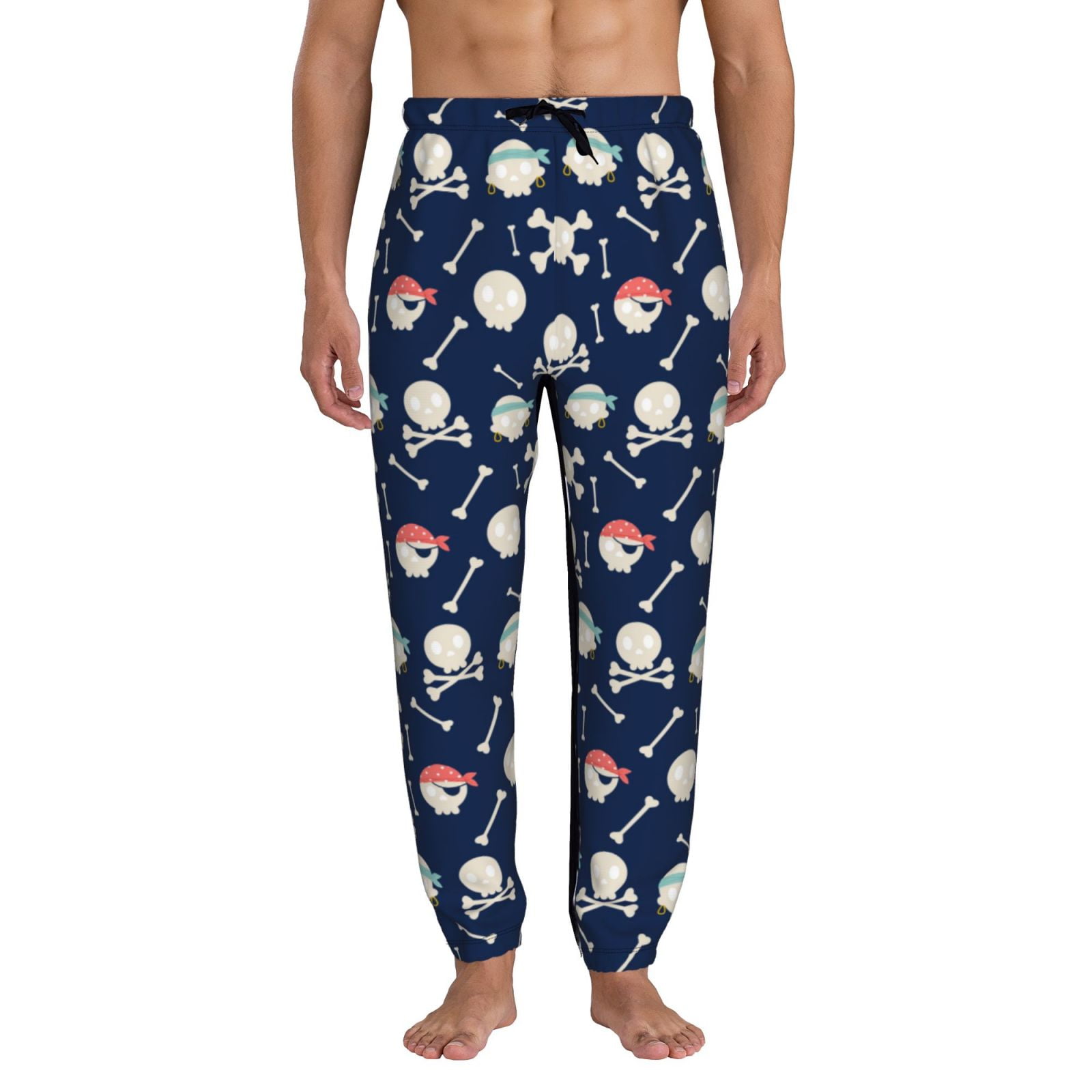 Honeii Pirate Skulls 1 Print Mens Jogger Sweatpants, Men's Lounge Pants ...