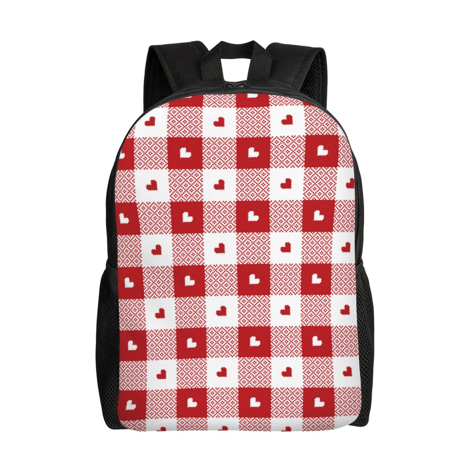 Honeii Plaid Heart Print Laptop Backpack for Work, College, Travel ...