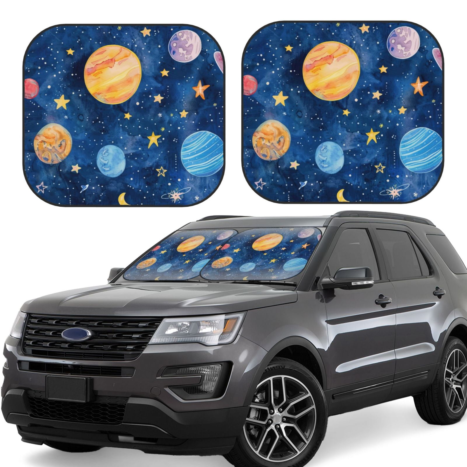 Honeii Planets And Stars1 Print Foldable Car Sun Shade for Windshield ...