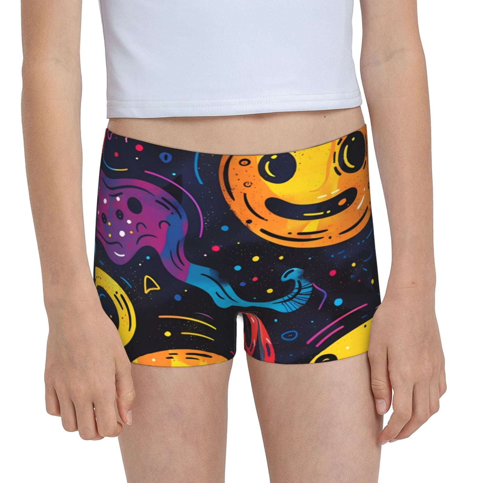 Honeii Playful Ghosts Night Sky Print 100% Cotton Boxer Briefs, Girls ...