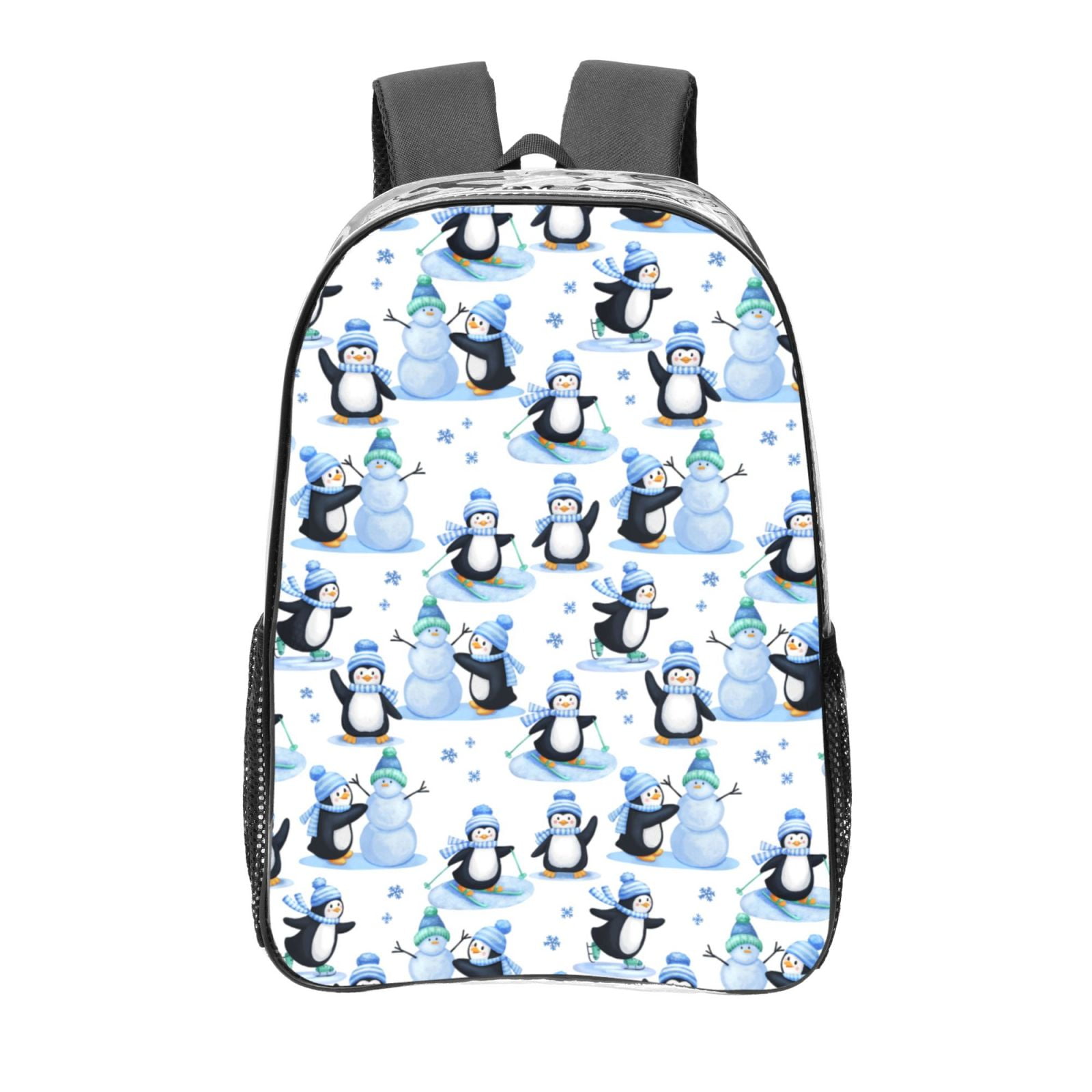 Honeii Playful Penguins and Snowmen Print Clear Backpack Heavy Duty ...