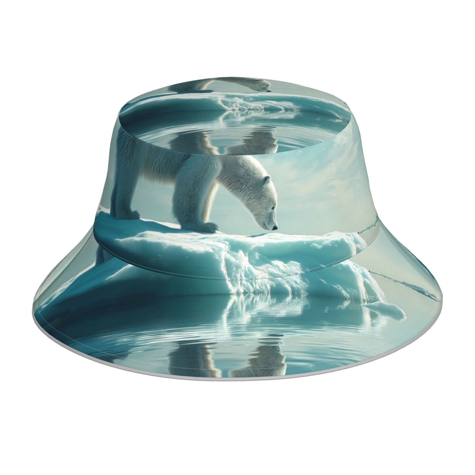 Honeii Polar Bear On Iceberg for Unisex Bucket Hat Waterproof Rain Hat ...