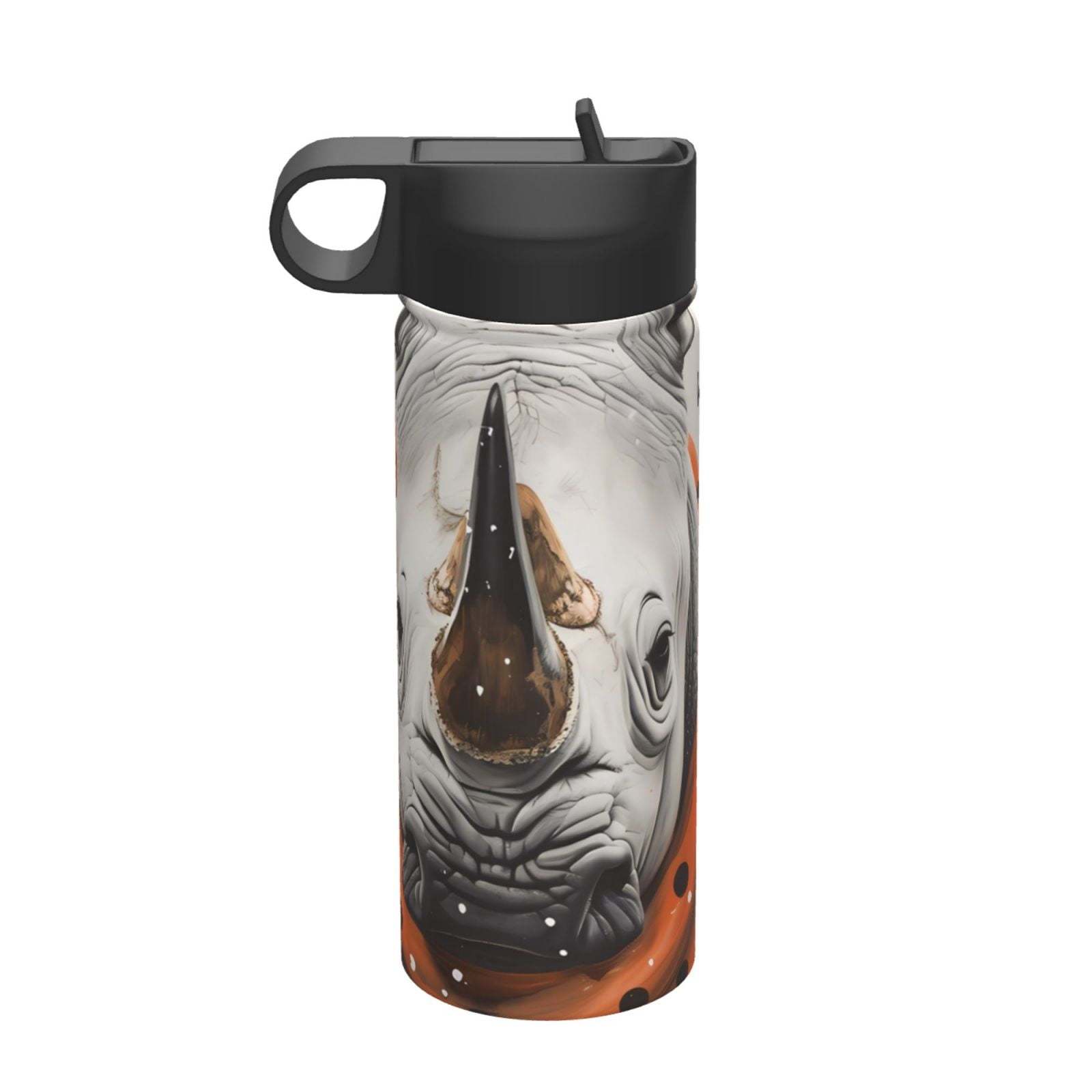 Honeii Polka Dot Rhino Welcome Print 18 oz Insulated Water Bottle with ...