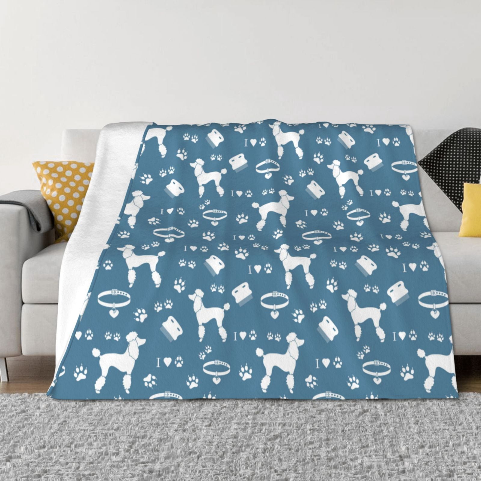 Honeii Poodle Dog print throw blanket, crafted from cozy cotton flannel ...