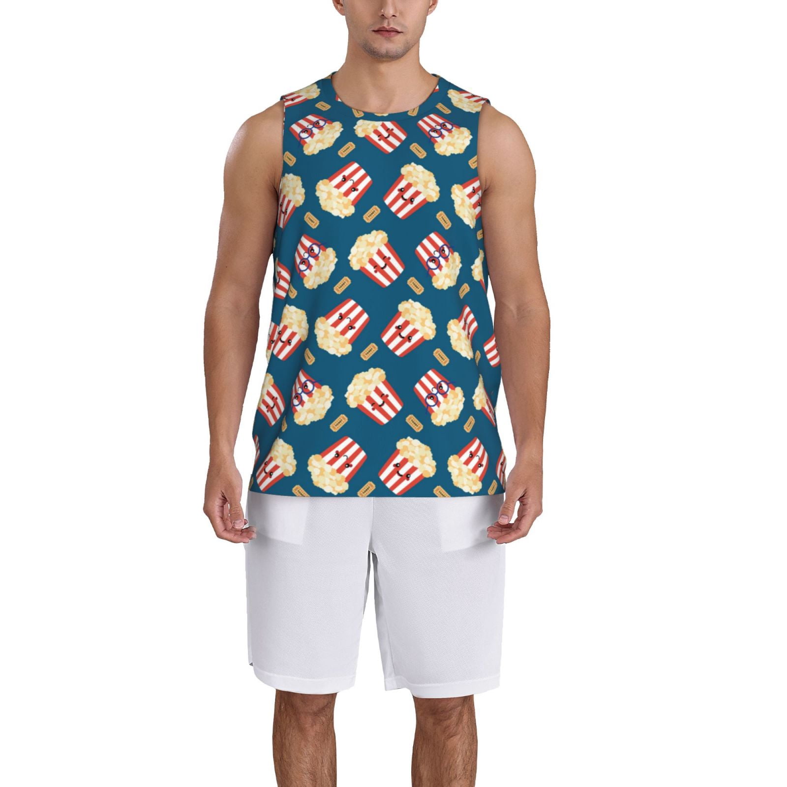 Honeii Popcorn With Glasses print basktball shirt for men and women ...