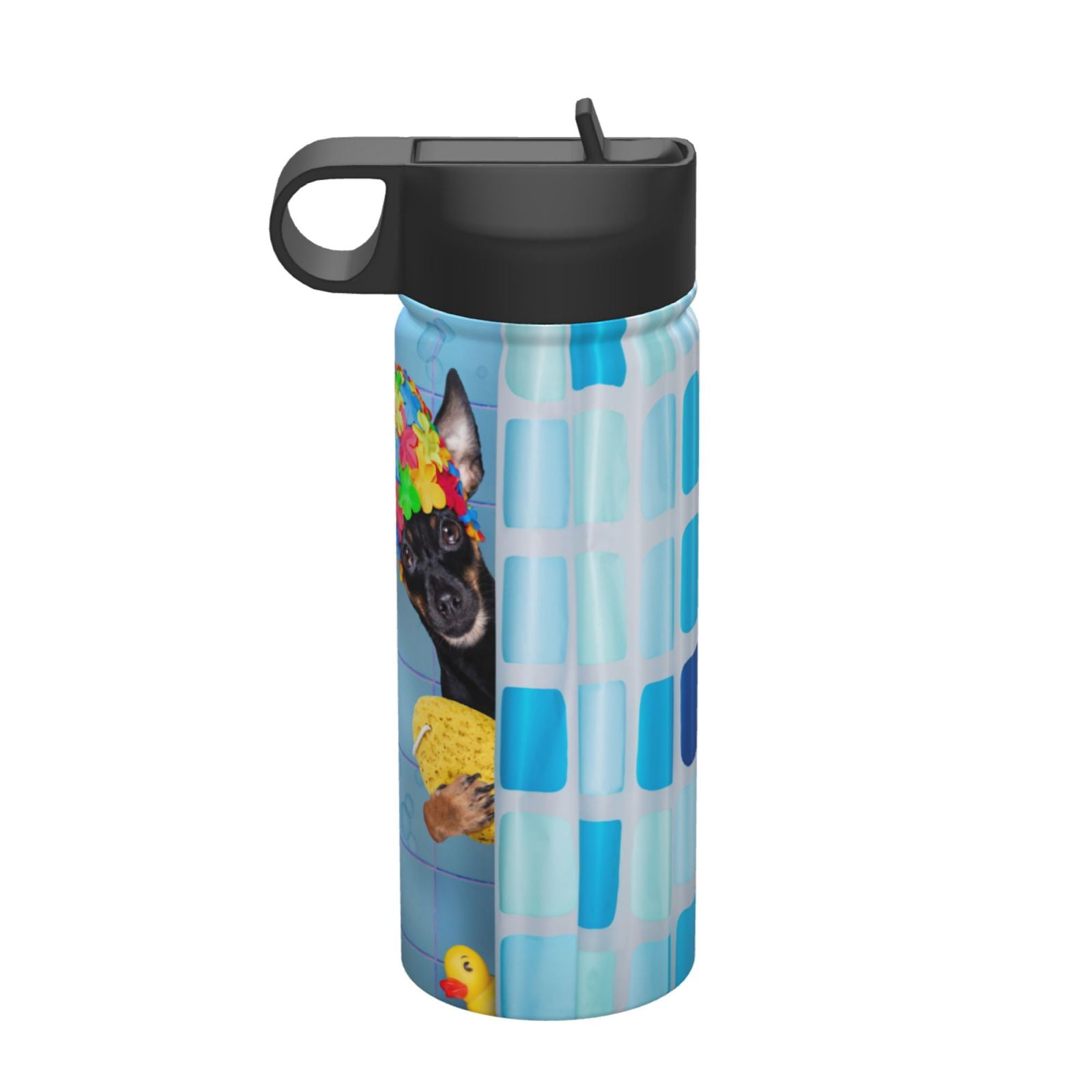 Honeii Prague Ratter Dog in Bathtub Print 18 oz Insulated Water Bottle ...