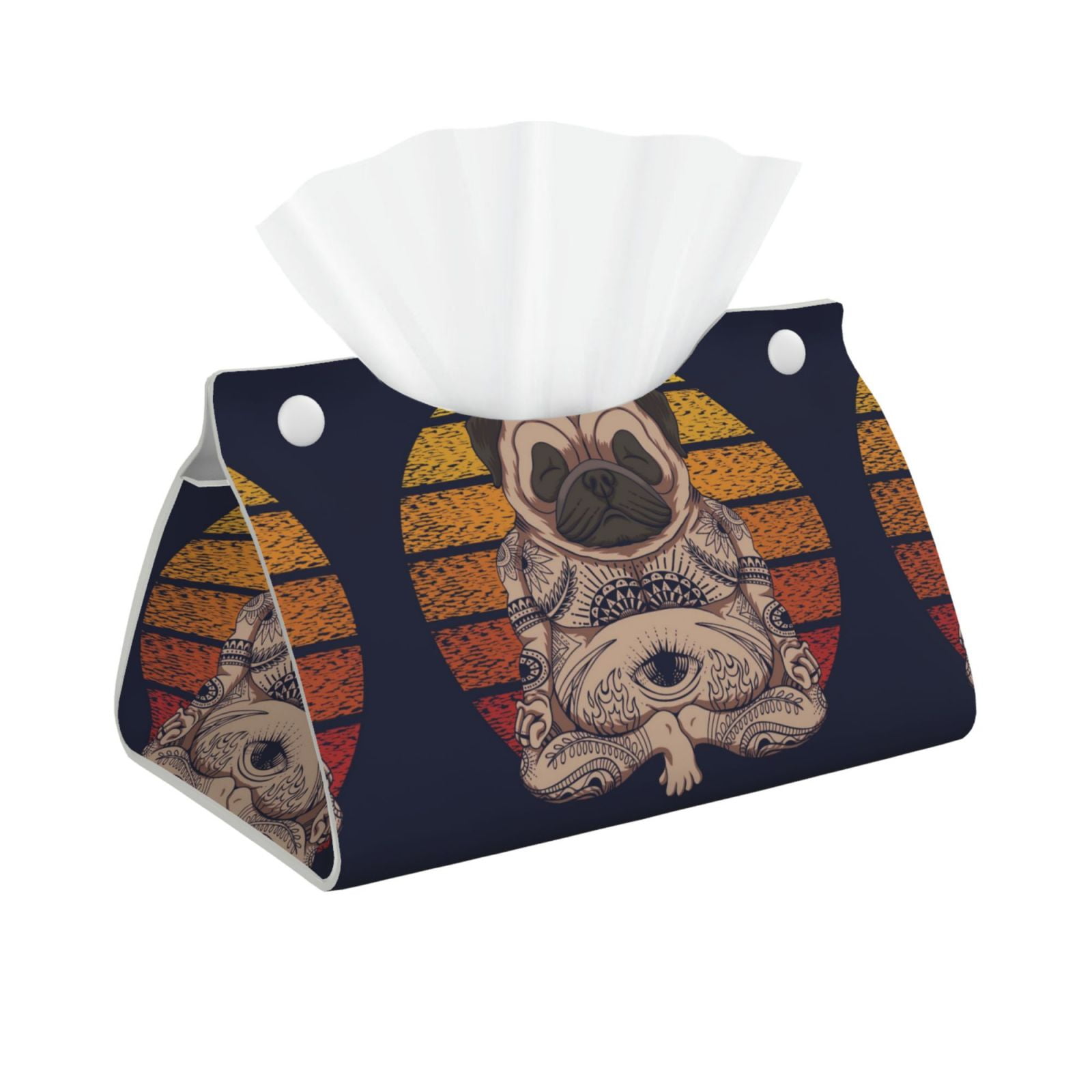 Honeii Pug dog Yoga for Tissue Box Cover/Holder - Covers Rectangular ...