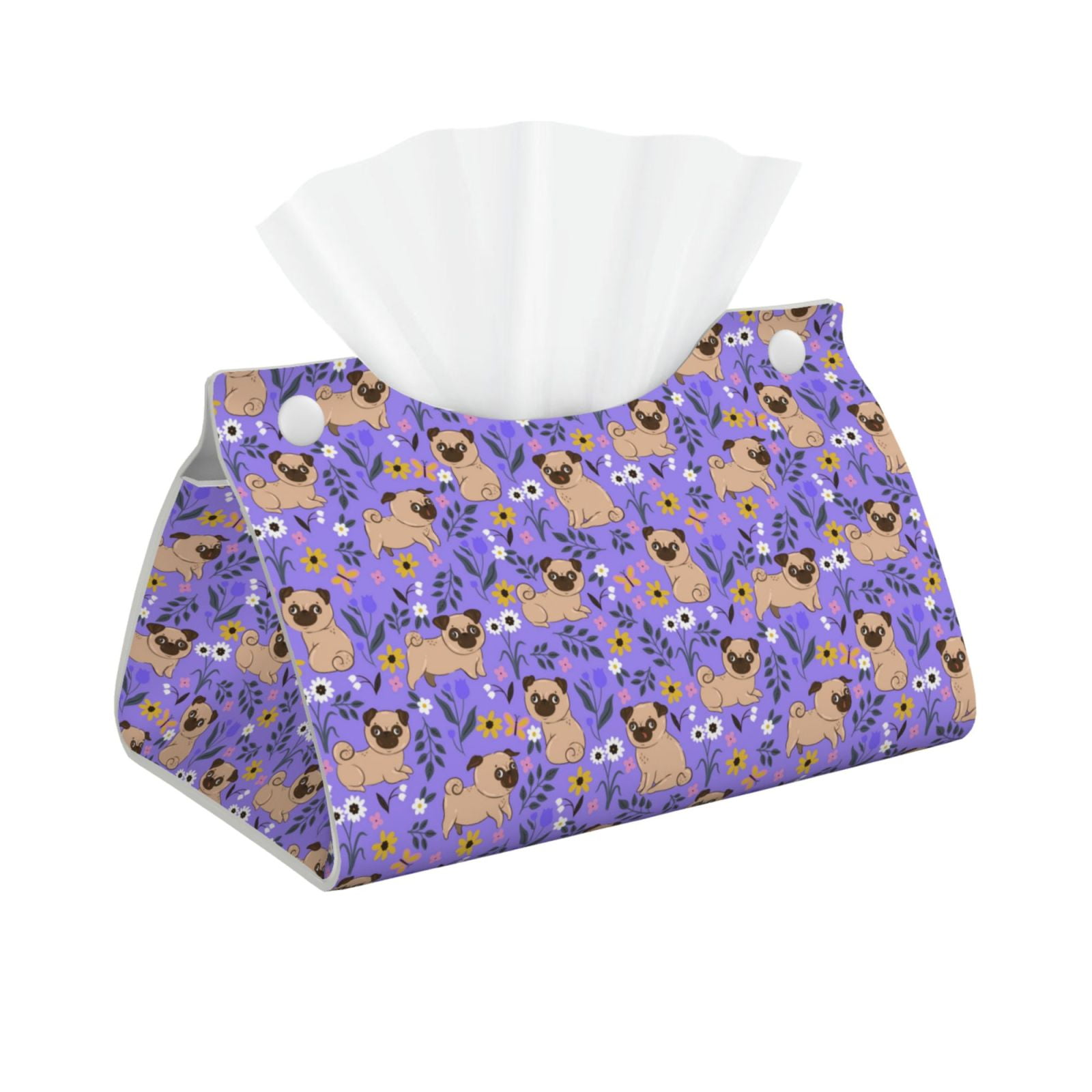 Honeii Pugs and Flowers for Tissue Box Cover/Holder - Covers ...