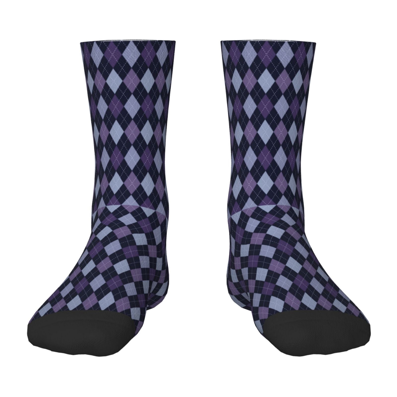 Honeii Purple and Blue Squares Print Children's Colorful Socks,Unisex ...
