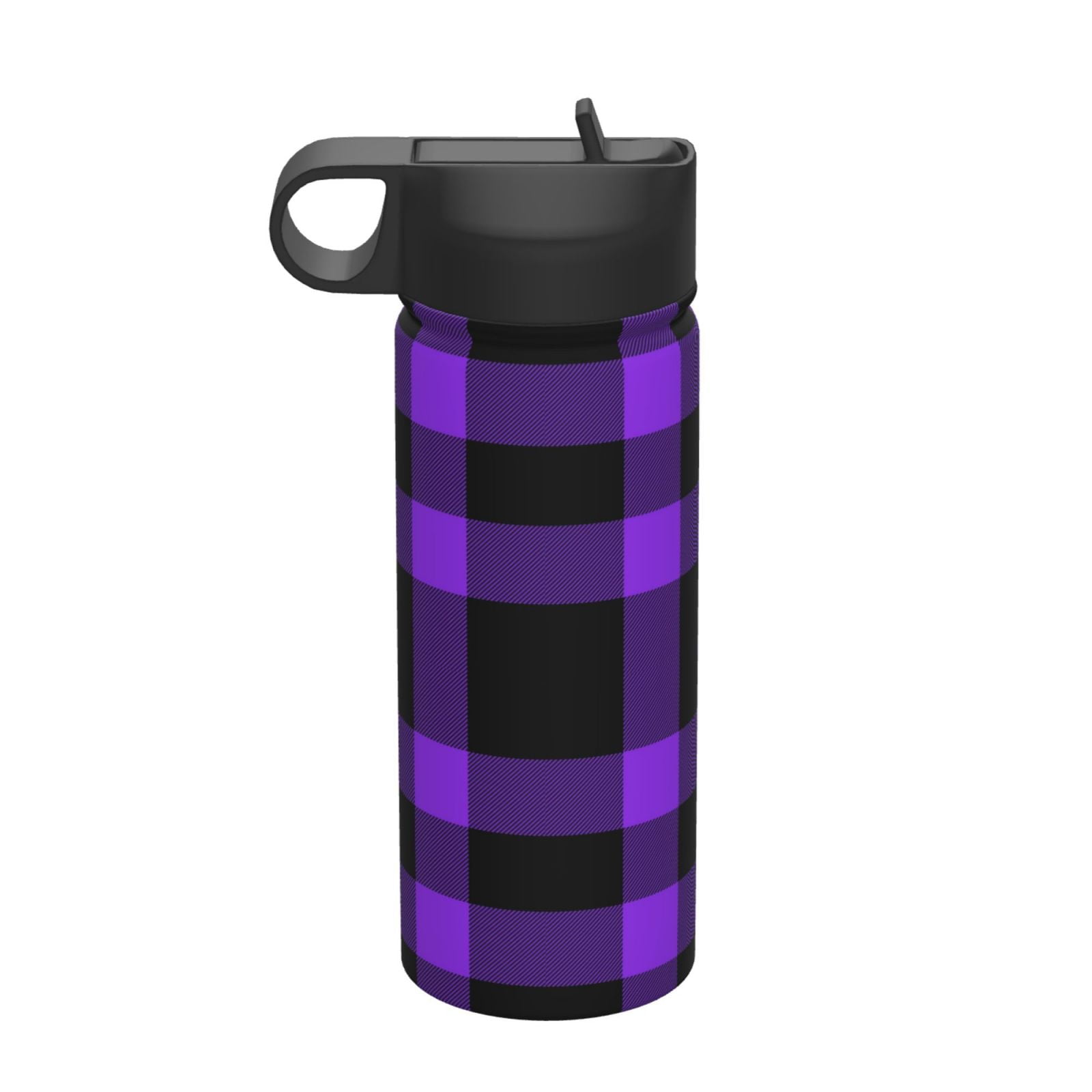 Honeii Purple Buffalo Plaid Print 18 oz Insulated Water Bottle with ...