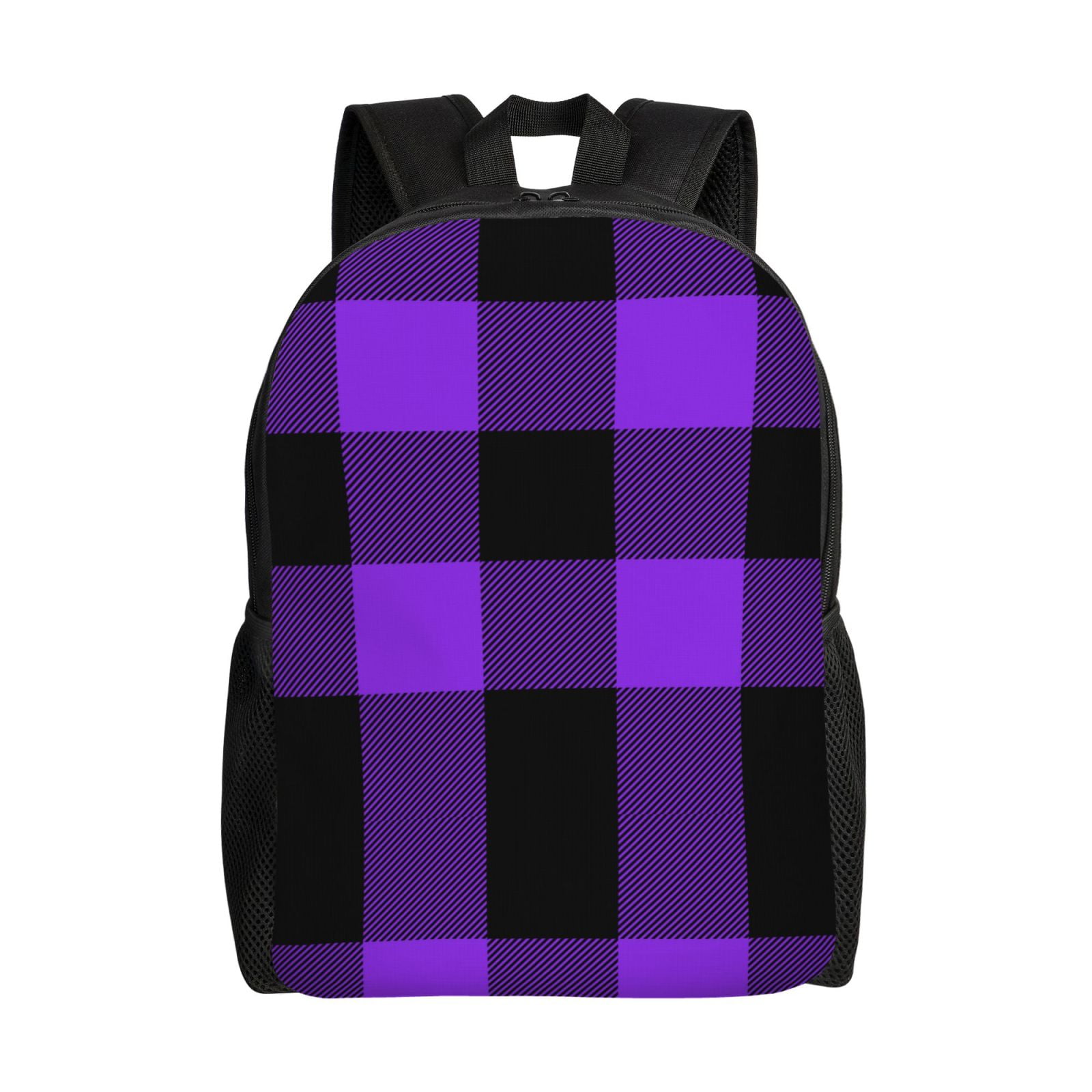 Honeii Purple Buffalo Plaid Print Laptop Backpack for Work, College ...