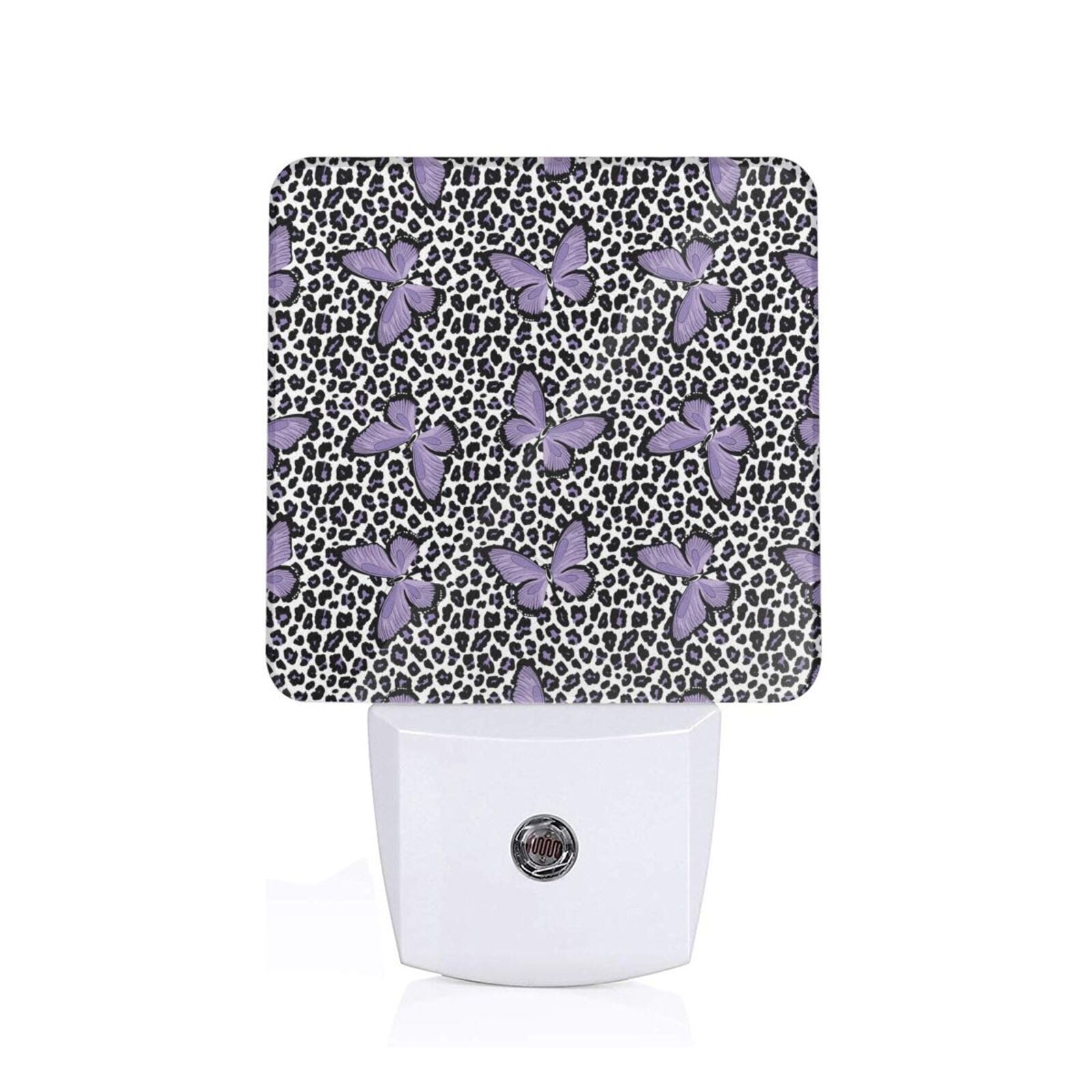 Honeii Purple Butterflies Print LED Night Light with Light Sensor ...