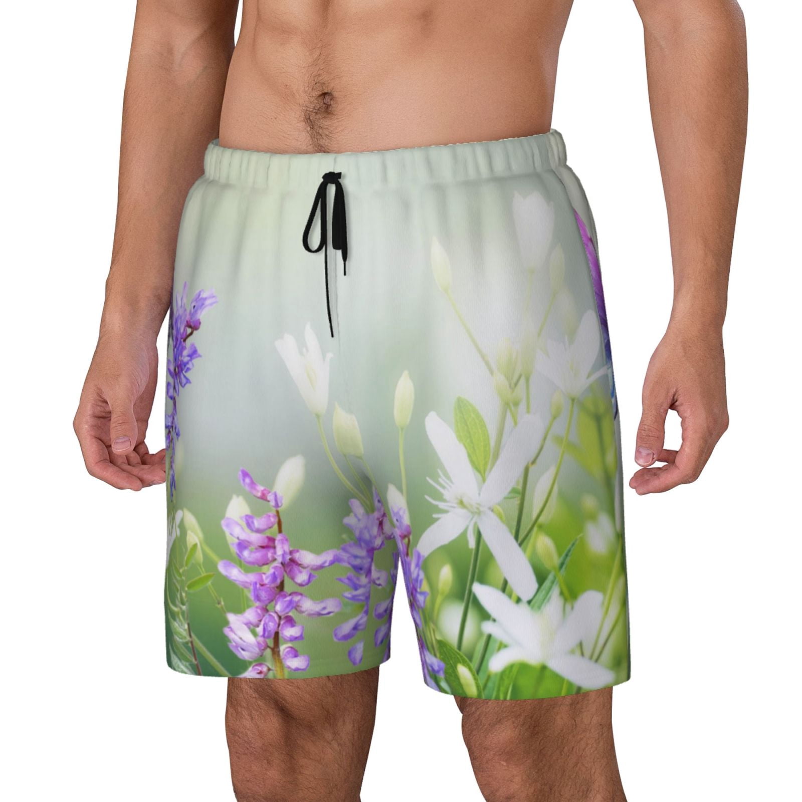 Honeii Purple Butterfly On Wild Print Men's Swim Shorts,Mens Swim ...