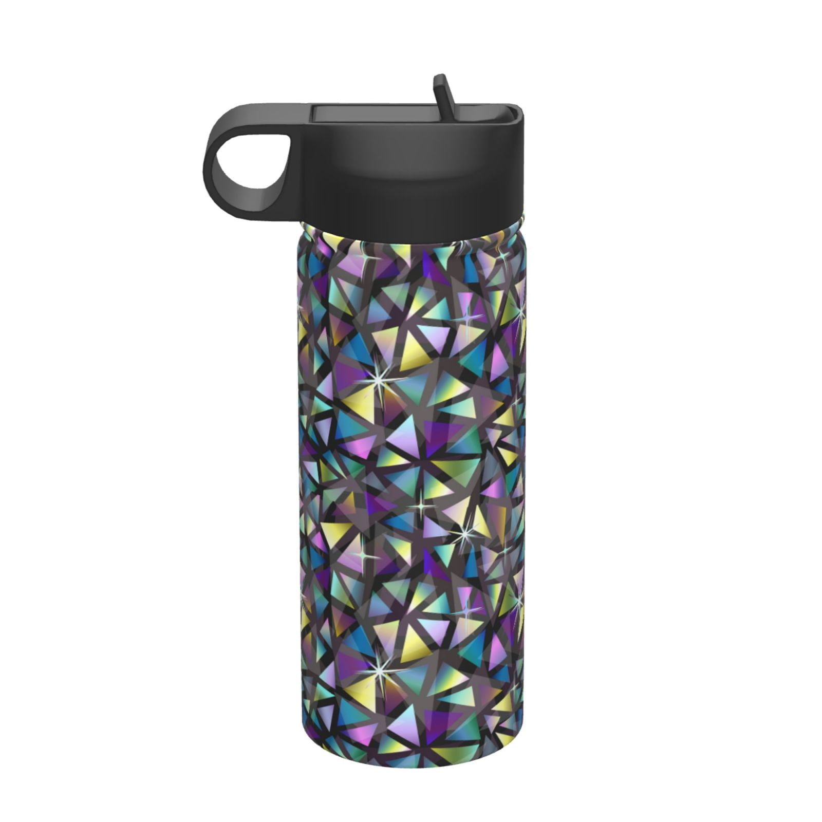 Honeii Purple-Gold Triangles Print 18 oz Insulated Water Bottle with ...