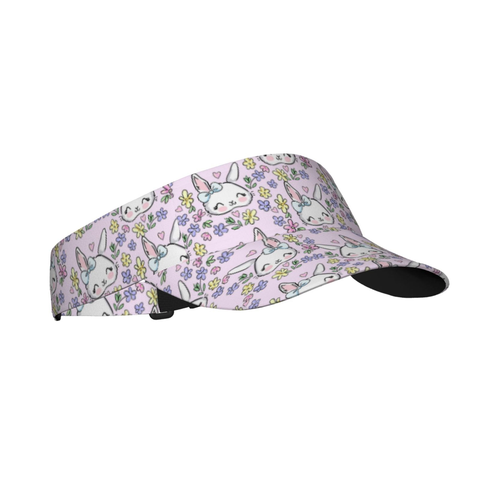 Honeii Purple Rabbit Print Adult Sunscreen Visor Cap, Adjustable Sun Protection Hat,Sun Visor ...