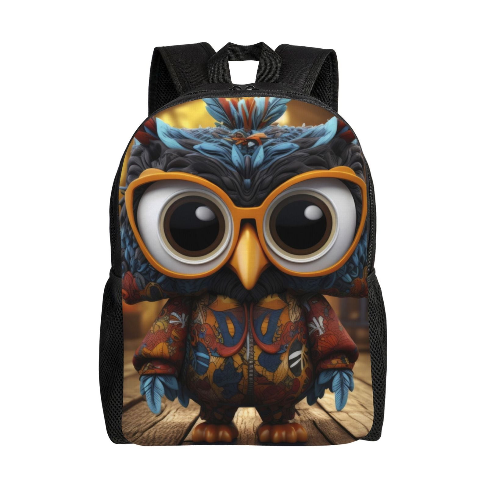 Honeii Quirky Owl With Glasses Print Laptop Backpack for Work, College ...