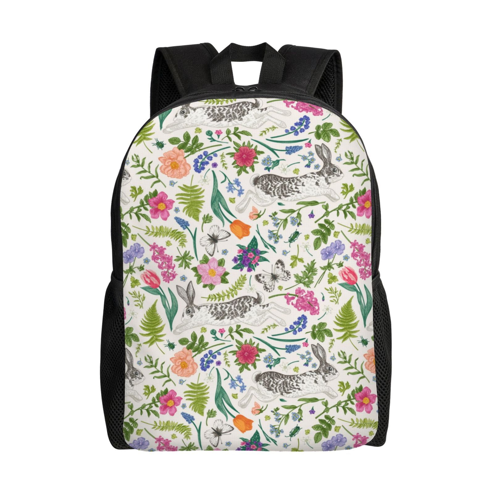 Honeii Rabbit And Butterfly Print Laptop Backpack for Work, College ...