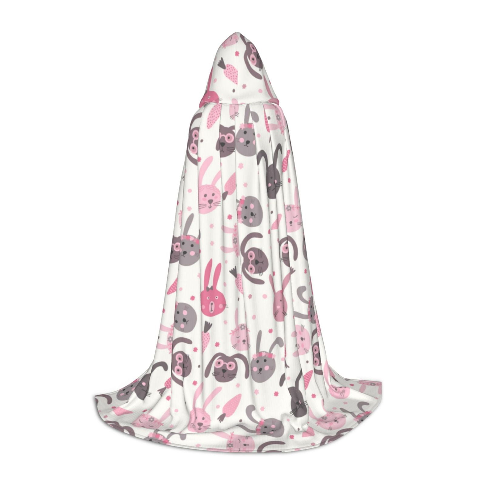 Honeii Rabbit And Carrot Print Poncho Cape, Cloak Coat, Snuggly Hooded ...
