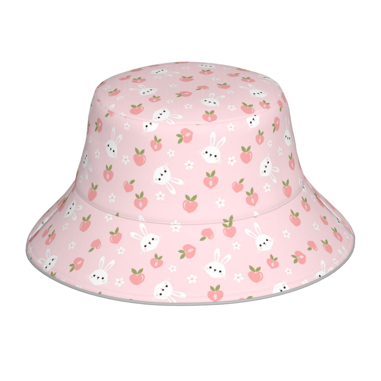 Honeii Rabbit And Peach for Unisex Bucket Hat Waterproof Rain Hat ...