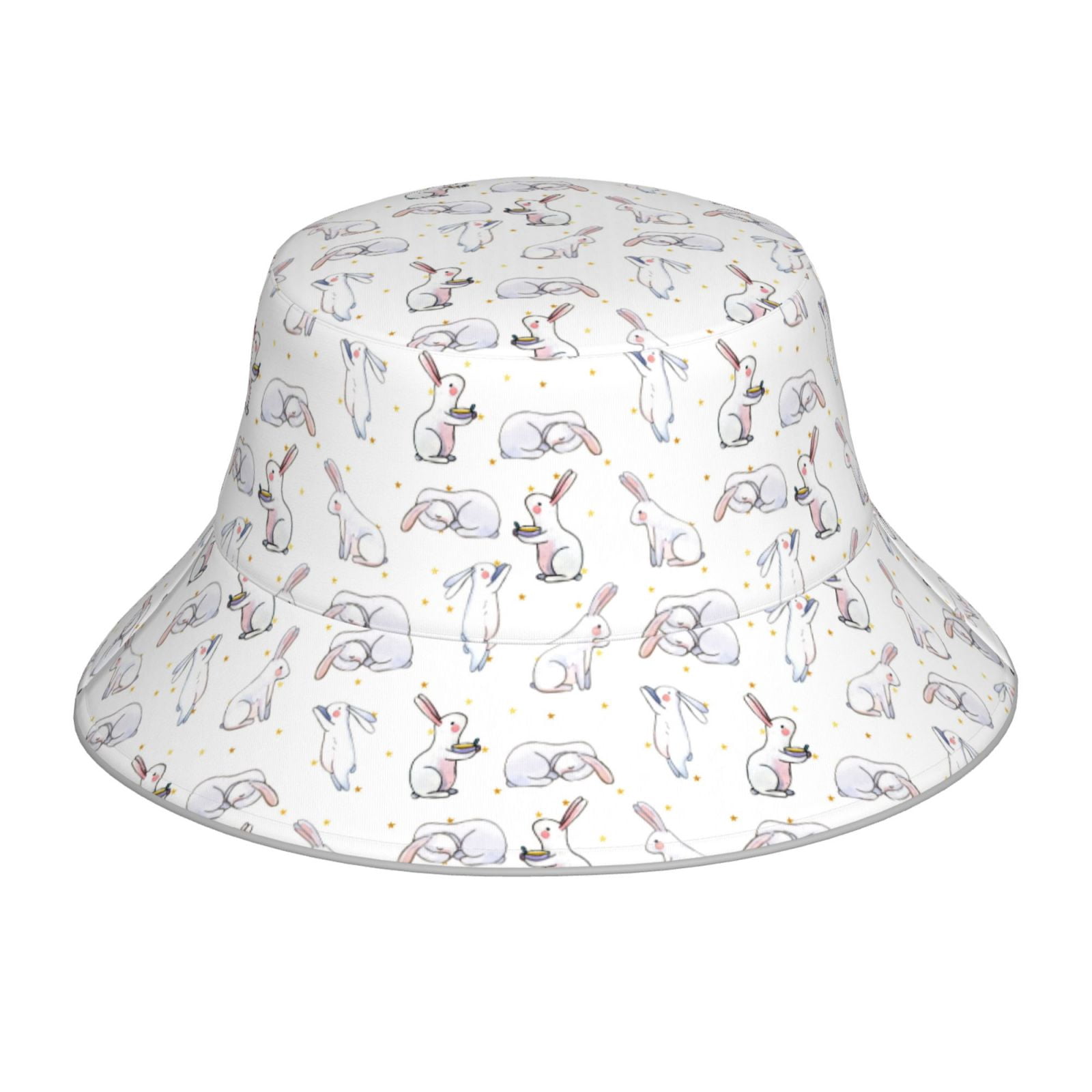 Honeii Rabbit Eating for Unisex Bucket Hat Waterproof Rain Hat ...