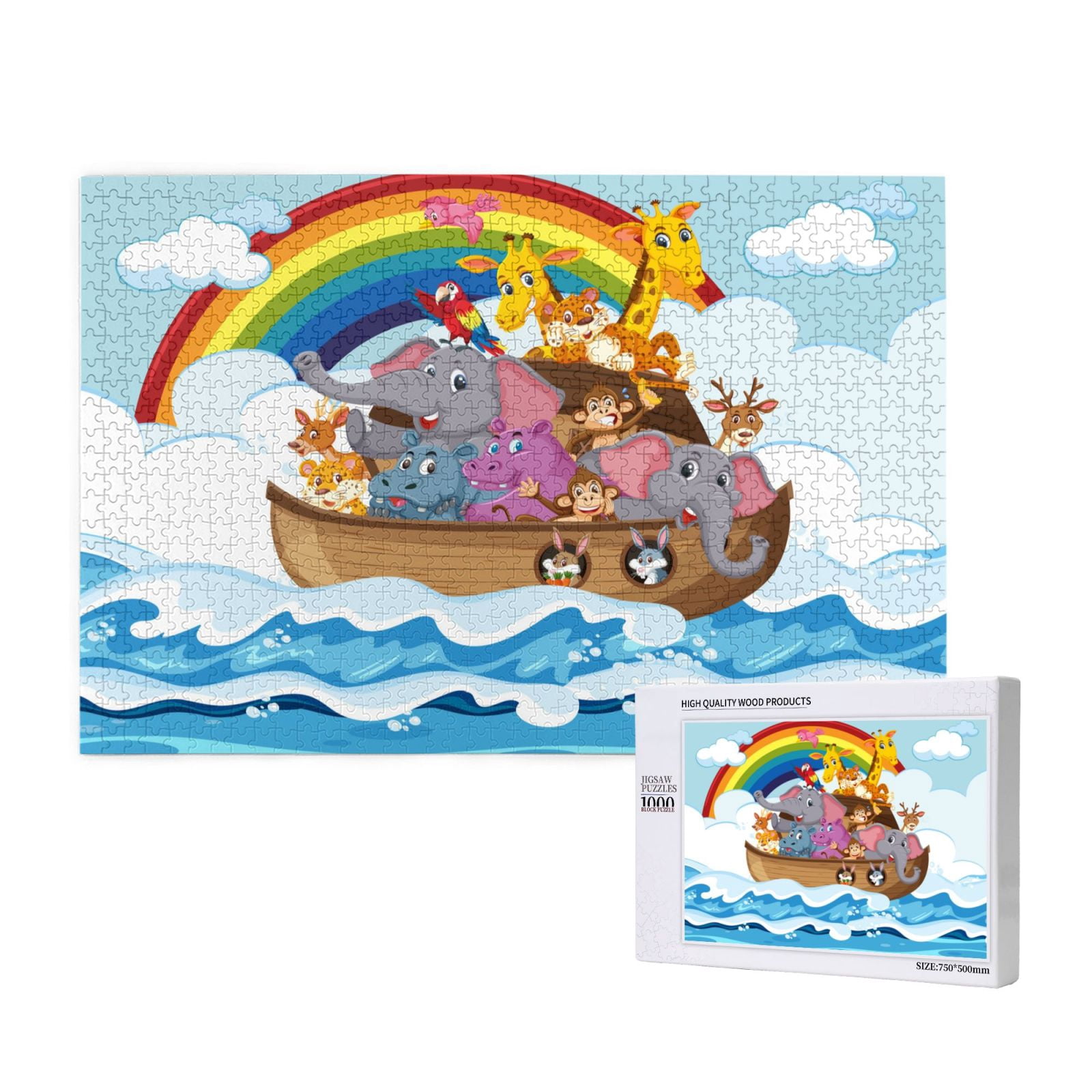 Honeii Rainbow Animals on Noah's Ark Pattern 1000 Piece Puzzles for ...