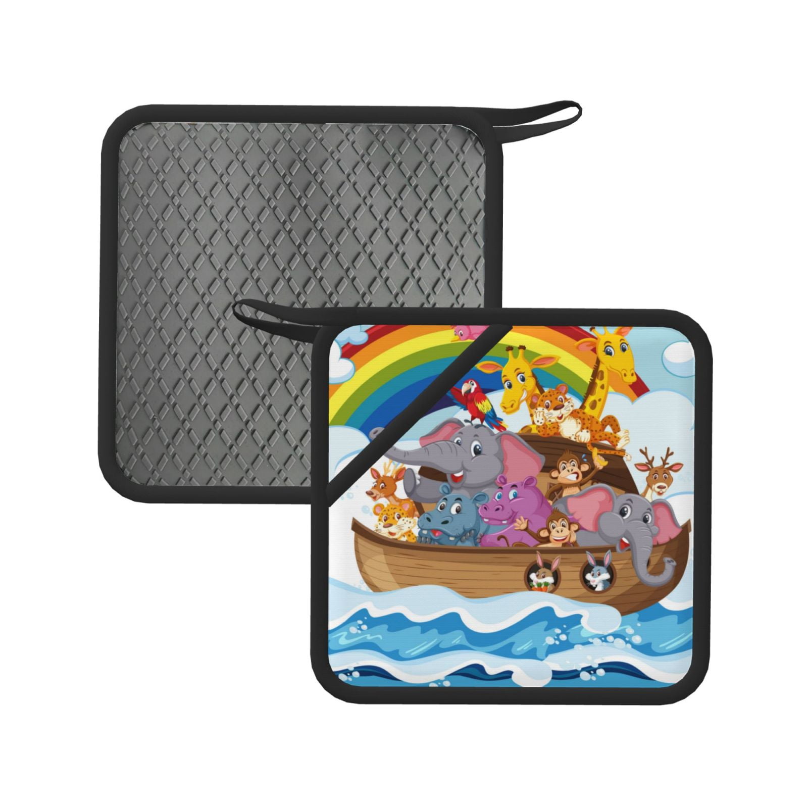 Honeii Rainbow Animals on Noah's Ark for Silicone Trivets for Hot Pots ...