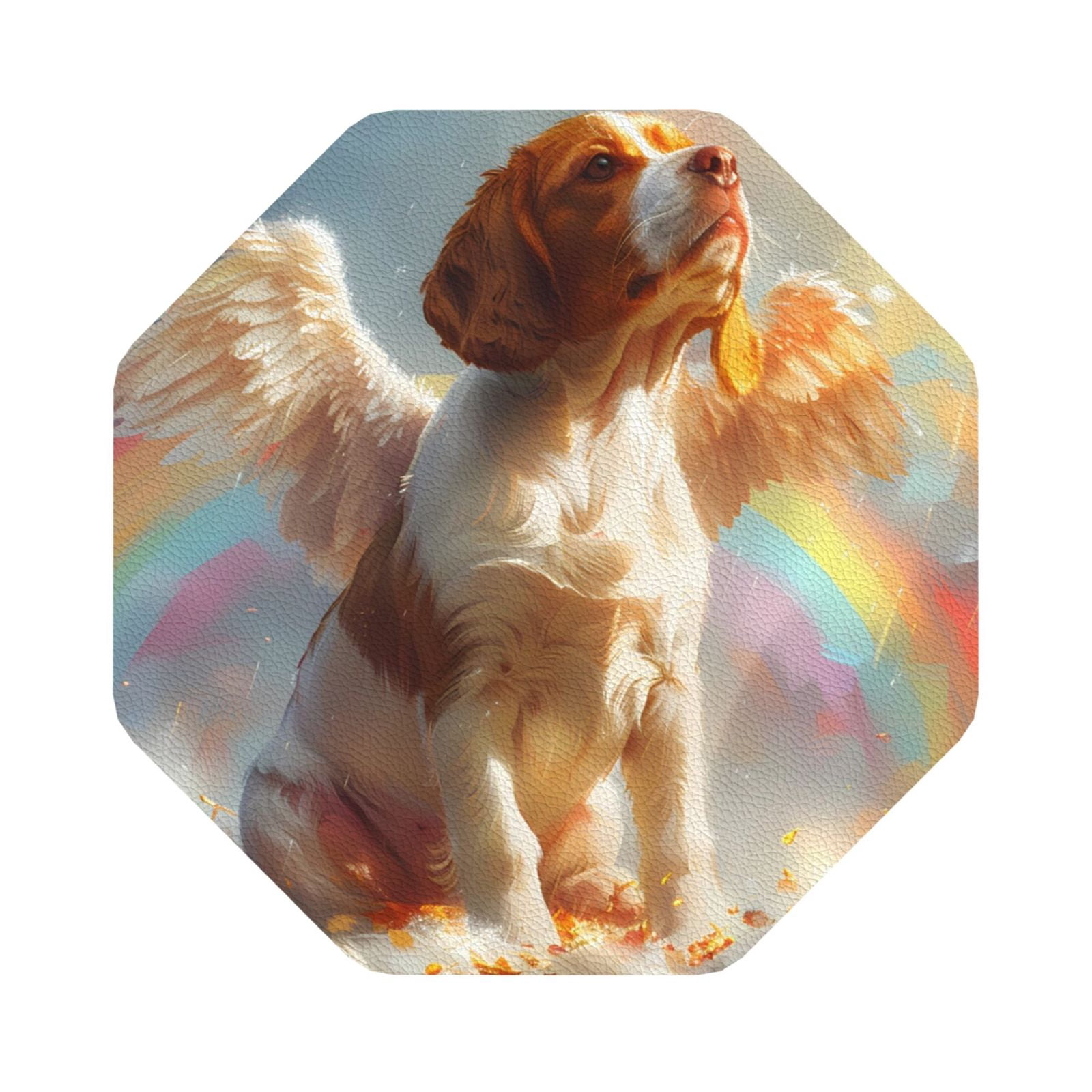 Honeii Rainbow English Cocker Spaniel Print Leather Coaster Set of 6 ...