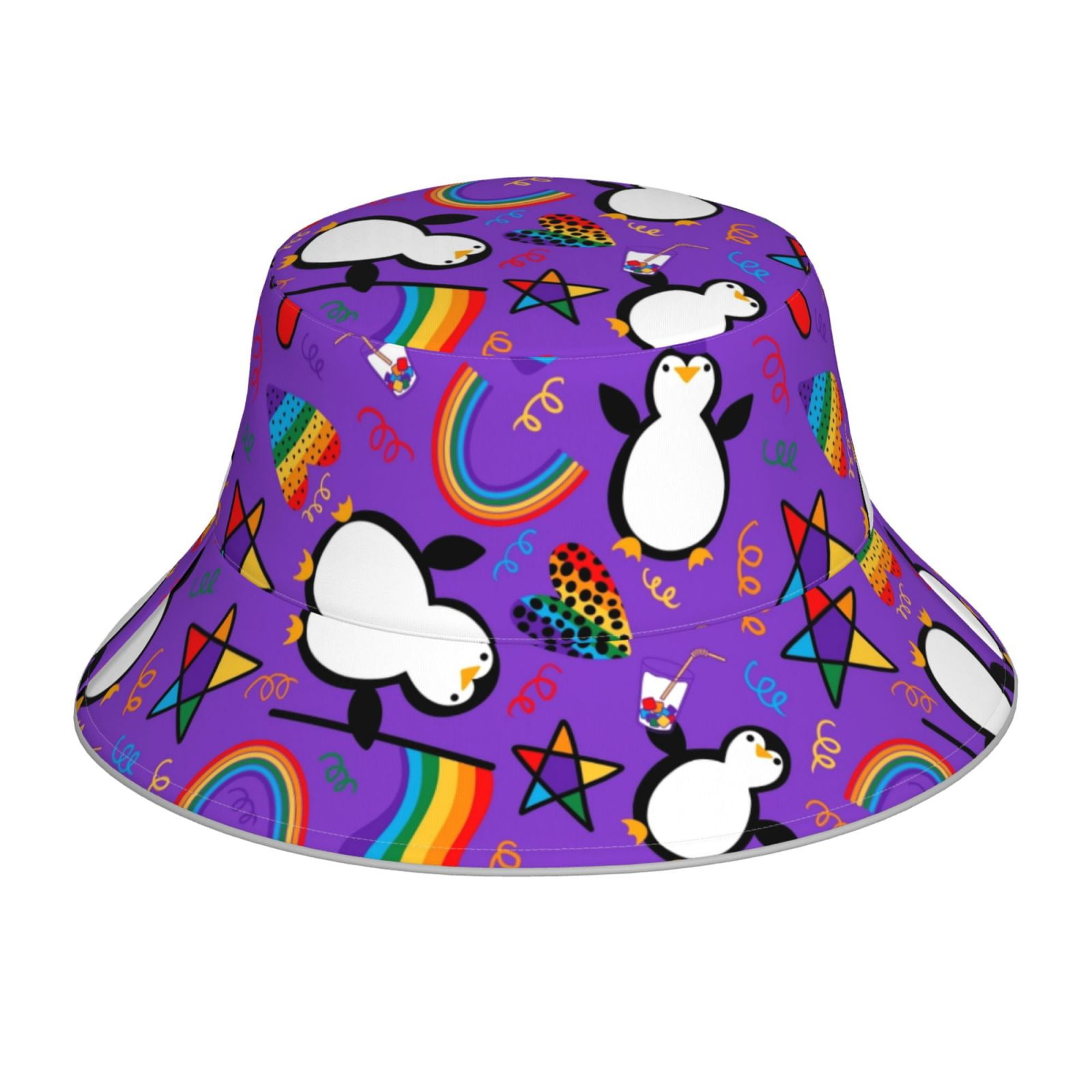 Honeii Rainbow Lgbt Penguin for Unisex Bucket Hat Waterproof Rain Hat ...